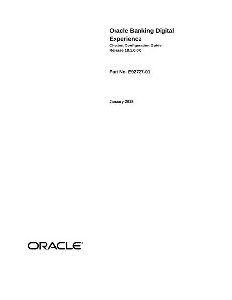 Pdf Oracle Banking Digital Experience Chatbot Configuration Chatbot Configuration Guide 4 1