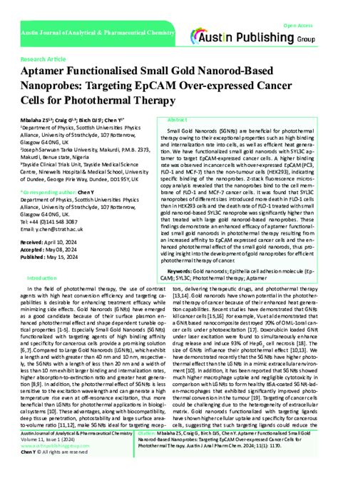Pdf Aptamer Functionalised Small Gold Nanorod Based Nanoprobes Targeting Epcam Over Expressed