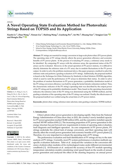 Pdf A Novel Operating State Evaluation Method For Photovoltaic
