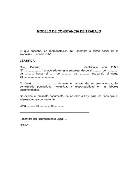 Modelos De Carta Laboral Y Constancia De Trabajo En Word Vroguemodelo