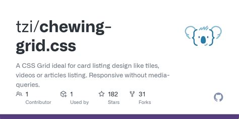 GitHub Tzi Chewing Grid Css A CSS Grid Ideal For Card Listing Design Like Tiles Videos Or