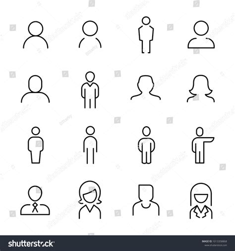 Set 16 User Thin Line Icons Stock Vector Royalty Free 1013358868
