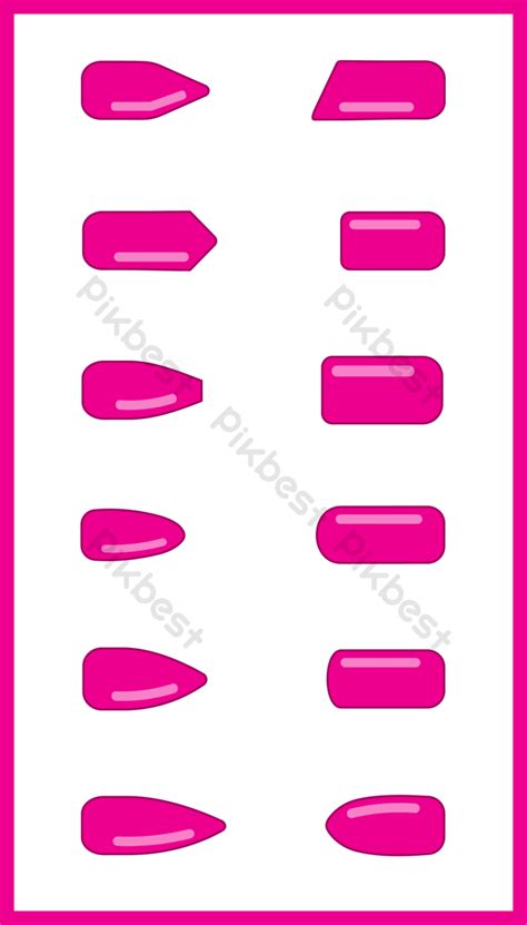 Fingernail Vector Shapes Of Different Fashion Pink Nails Fingernails