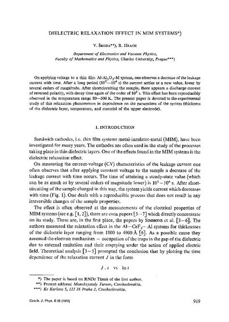 Pdf Dielectric Relaxation Effect In Mim Systems Dokumentips