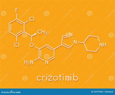 Crizotinib Anti Cancer Drug Molecule Inhibitor Of Alk And Ros1 Proteins Skeletal Formula