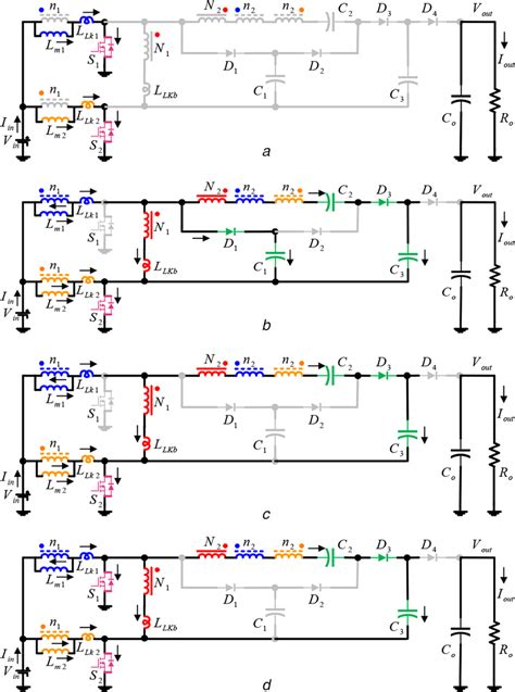 Rest Of Equivalent Circuits Of The Converter Modes A Mode 5 B Mode Download Scientific