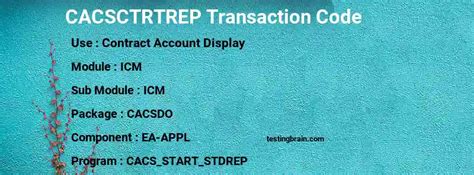 Cacsctrtrep Sap Tcode For Contract Account Display