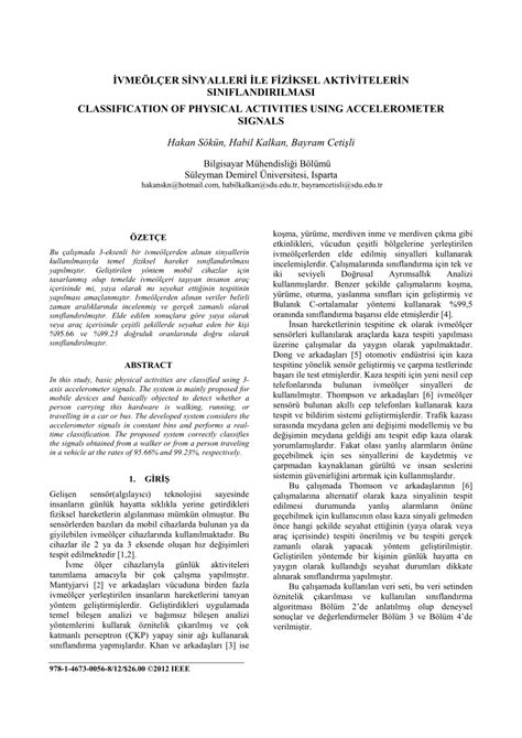 Pdf Classification Of Physical Activities Using Accelerometer Signals
