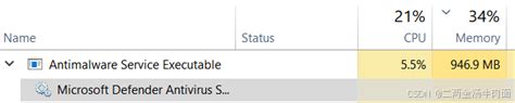 吐槽一下关于“antimalware Service Executable”任务的cpu高占用问题antimalware Service Executa占内存 Csdn博客