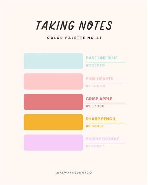 Taking Notes Color Palette For Back To School Pastel And Bright Color Inspiration Color