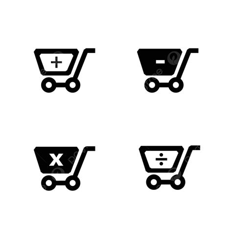 Shopping Cart Icons Withmathematical Symbol Empty Symbol Plus Vector