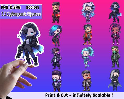 Cyberpunk Sticker PNG Pack Cyberpunk Sticker Set Cyberpunk PNG Cyberpunk SVG Sticker Design