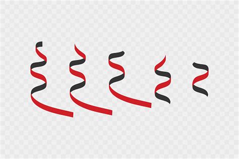 투명 한 배경에 검은 색과 빨간색 곡선 종이 리본 뱀 색종이 세트입니다 리본 블랙 프라이데이 슈퍼 세일 벡터 일러스트레이션 둥글게 말려진에 대한 스톡 벡터 아트 및 기타