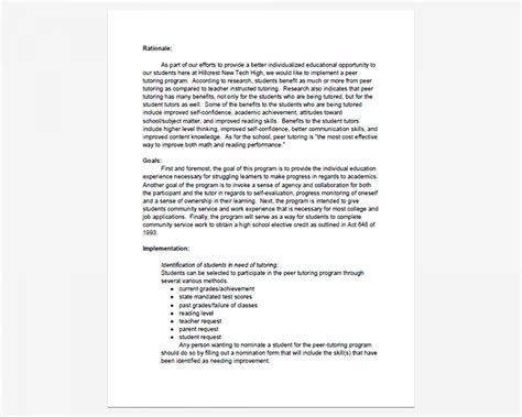 Peer Tutoring Program Proposal Hillcrest New Tech High Peer Tutoring Resource Center