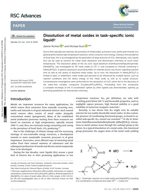 Pdf Dissolution Of Metal Oxides In Task Specific Ionic Liquid