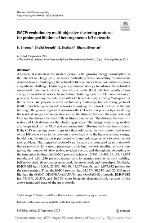 EMCP Evolutionary Multi Objective Clustering Protocol For Prolonged Lifetime Of Heterogeneous