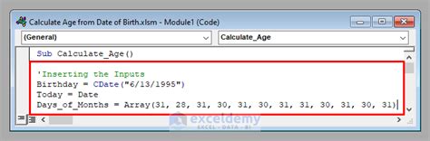 Excel Vba Calculate Age From Date Of Birth Exceldemy
