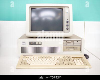 TERRASSA SPAIN MARCH 19 2019 Monitor And Keyboard Of 1979 IBM 4341 System In The National