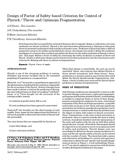Flyrock Control Pdf Pdf Prediction Equations