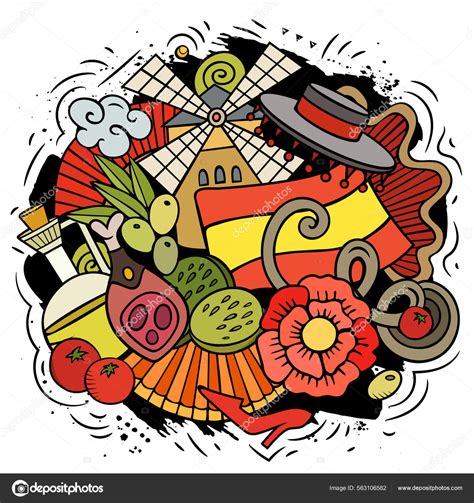 스페인 손으로 그린 만화 낙서 그림 스톡 벡터 ©3dsparrow 563106582