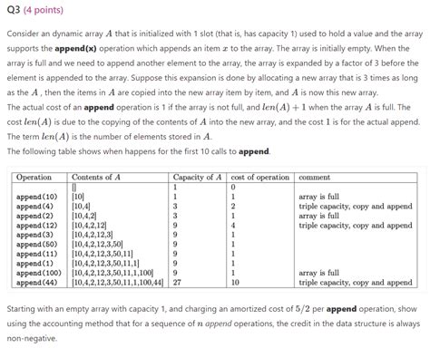 Solved Consider An Dynamic Array A That Is Initialized With