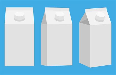골판지 패키지 아이콘 음료 주스 우유를 위한 흰색 카톤 팩 템플릿 전면 및 측면 보기 패키징 컬렉션 벡터 그림 프리미엄 벡터