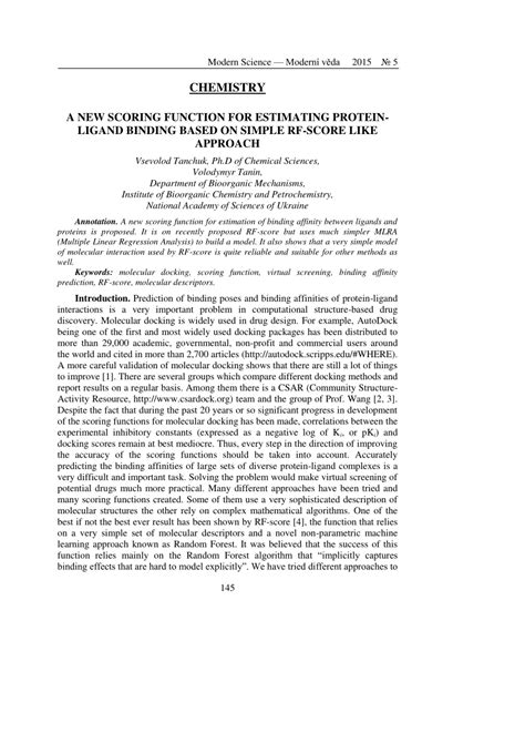 Pdf A New Scoring Function For Estimating Protein Ligand Binding