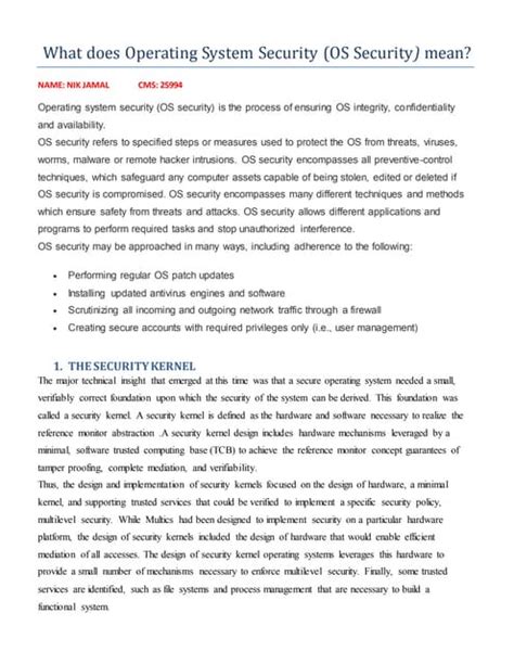 Kernel Security Of Systems Docx