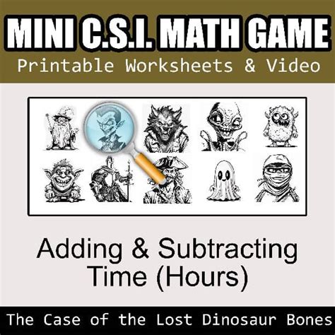 Mini Csi Math Mystery Detective Adding And Subtracting Time Hours