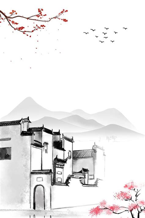 古建筑徽派建筑背景图片 古建筑徽派建筑背景素材图片 千库网