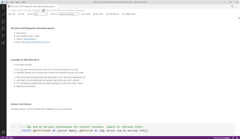 Sql Server 2019 Diagnostic Information Queries Juypter Notebook Glenn