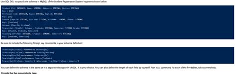 Solved Use SQL DDL To Specify The Schema In MySQL Of The Chegg Com