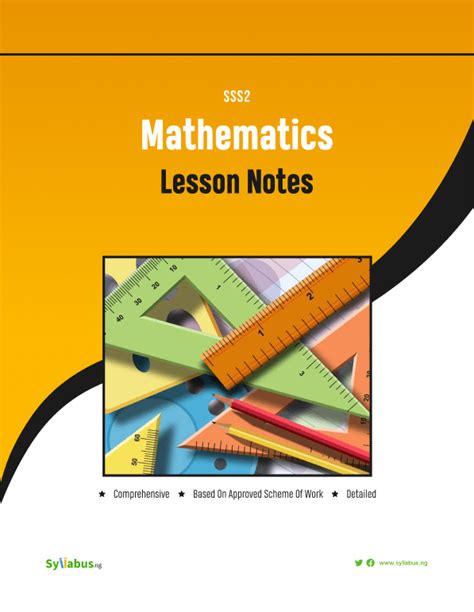 Ss2 Mathematics Lesson Notes 1st 2nd And 3rd Term Get Pdf Syllabusng