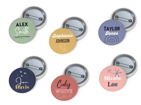 Customizable Name Buttons Canva Template 2 14 Inch Buttons Fun
