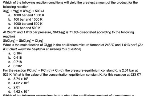 Solved Which Of The Following Reaction Conditions Will Yield