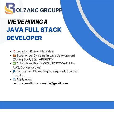 we are hiring java full stack developer permanent mauritius 🔎
