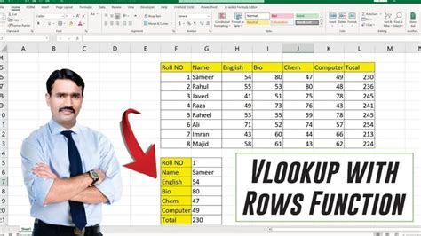 Vlookup With Rows Function In MS Excel Urdu Hindi