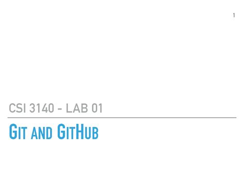 Lab01 CSI3140 Git Winter 2022 GIT AND GITHUB CSI 3140 LAB 01 CSI