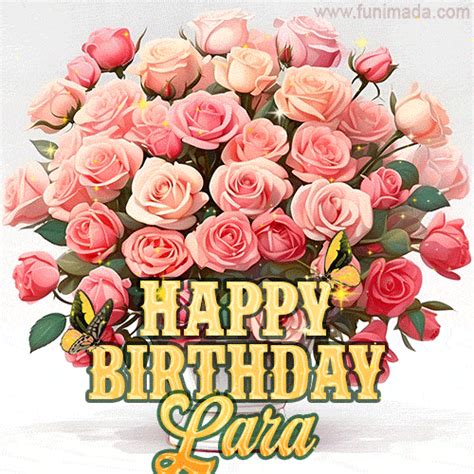 Happy Birthday Lara Elegant Animation With Flowers Download On