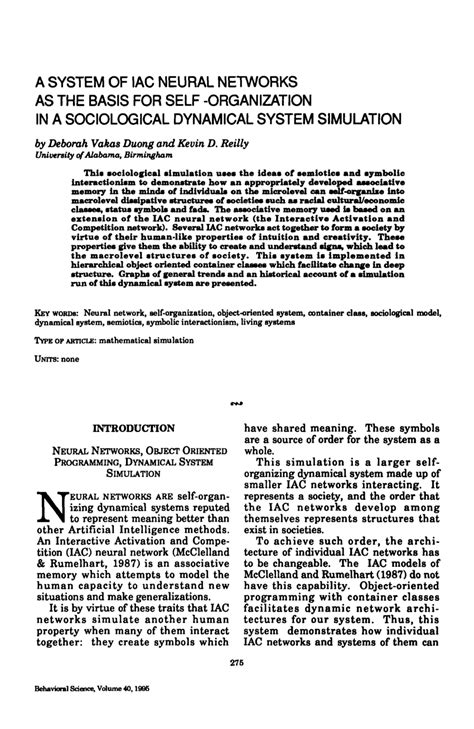 Pdf A System Of Iac Neural Networks As The Basis For Self