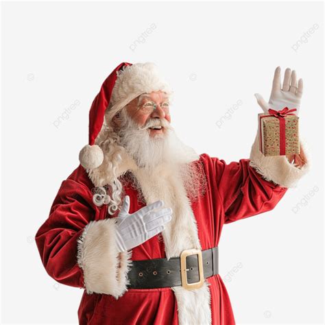 선물 상자를 들고 손을 흔드는 산타클로스 산타 클로스 선물 상자 장미 Png 일러스트 및 이미지 에 대한 무료 다운로드 Pngtree