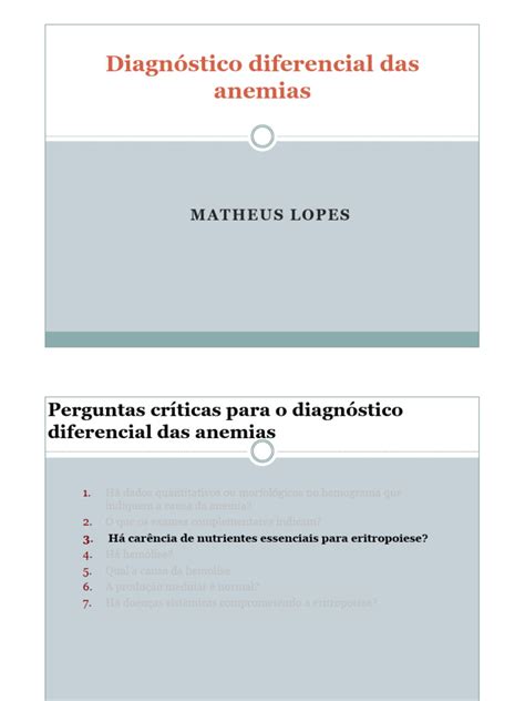 Slides Aula Anemias Ii Pdf Anemia Dinucleótido De Nicotinamida