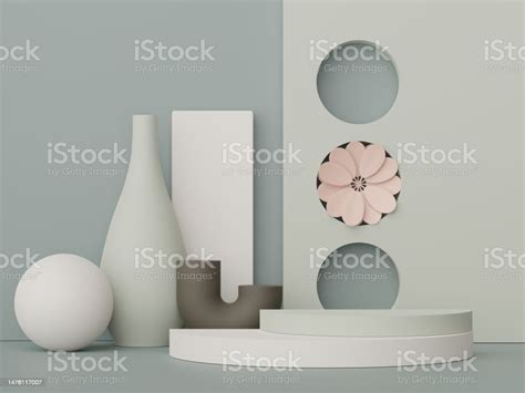 제품 및 화장품 프레젠테이션을 위한 3d 렌더링 디스플레이 연단 광고를위한 최소한의 장면 웹 배너와 모형에 대한 추상적인 깨끗한 배경 단순한 기하학적 모양 0명에 대한 스톡