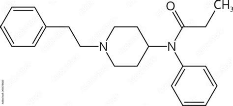 Fentanyl Molecule Organic Or Synthetic Drug Structure Formula Illegal Narcotic Biochemical