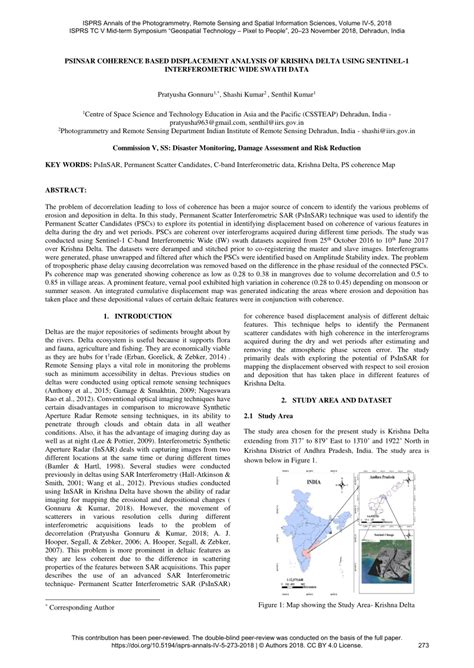 Pdf Psinsar Coherence Based Displacement Analysis Of Krishna Delta Using Sentinel 1