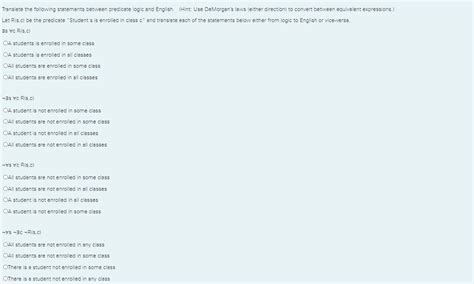 Solved Translate The Following Statements Between Predicate