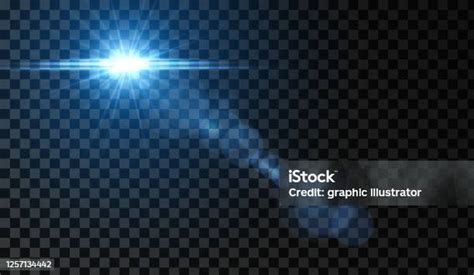 렌즈 플레어 빛 빛 효과 푸른 반짝임과 눈부심 물체 투명 배경에 격리된 벡터 그림입니다 0명에 대한 스톡 벡터 아트 및 기타 이미지 Istock