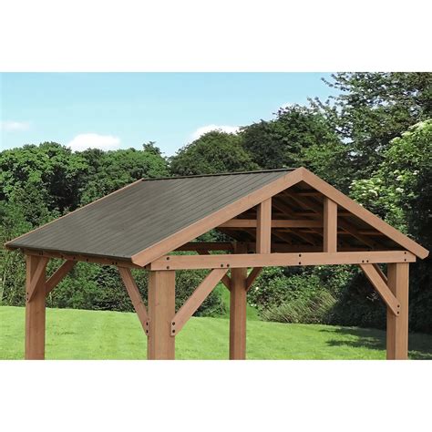 Yardistry 14ft X 12ft 4 3 X 3 7m Cedar Pavilion With Aluminium Roof