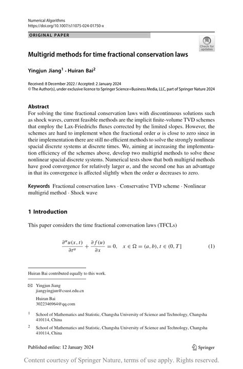 Multigrid Methods For Time Fractional Conservation Laws