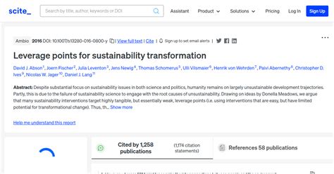 Leverage Points For Sustainability Transformation [scite Report]